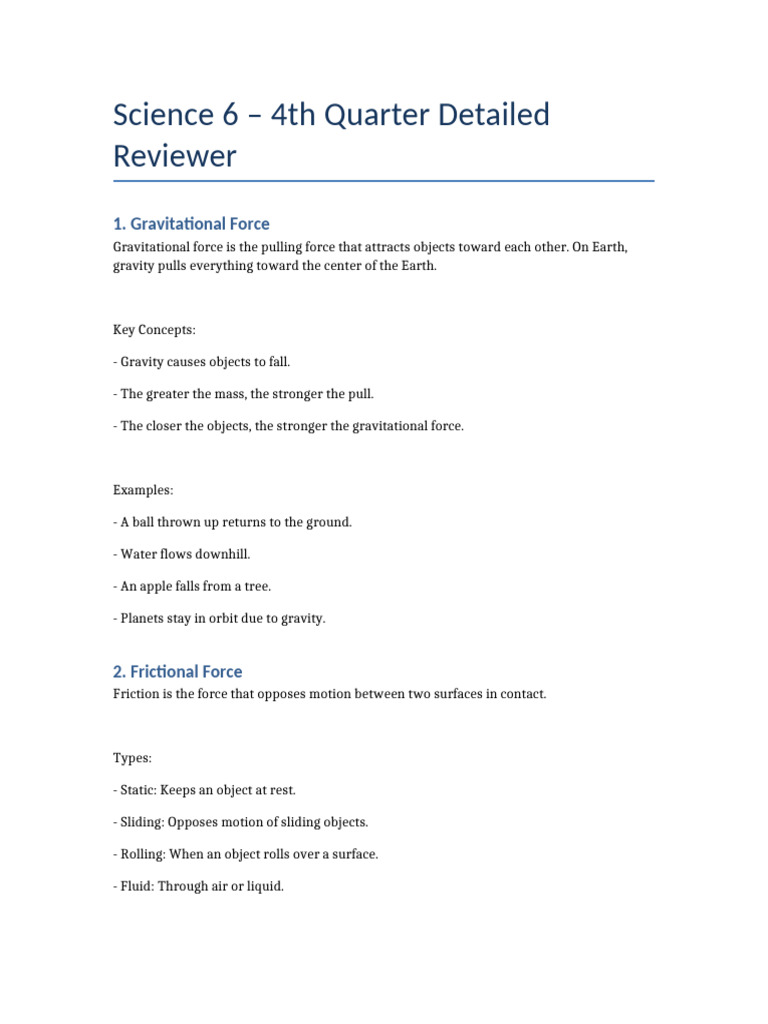 Science 6 4th Quarter Reviewer | PDF | Machines | Force