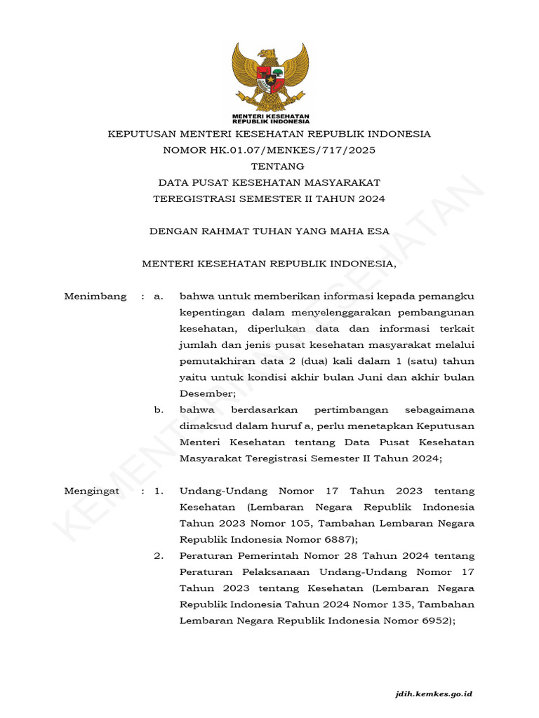 KMK No. HK.01.07-MENKES-717-2025 TTG Data Pusat Kesehatan Masyarakat ...
