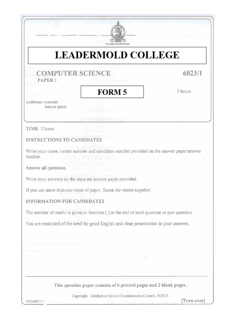 Computer Science P1 F5 | PDF