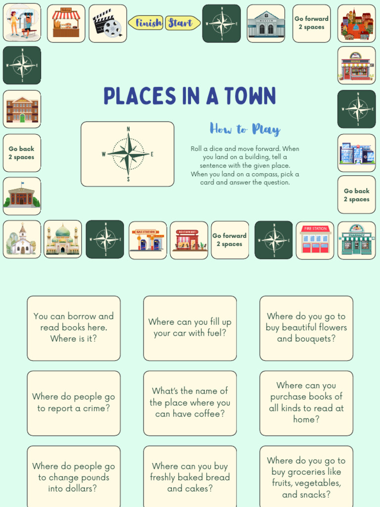 Town Places Board Game Guide | PDF | Western Cuisine | Cooking