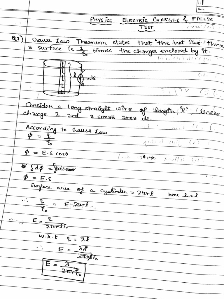 Electric Charges and Fields Test | PDF