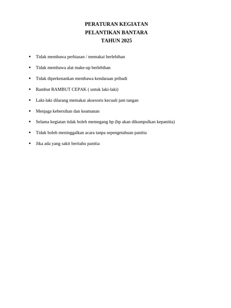 Peraturan Peserta Saat Kegiatan | PDF