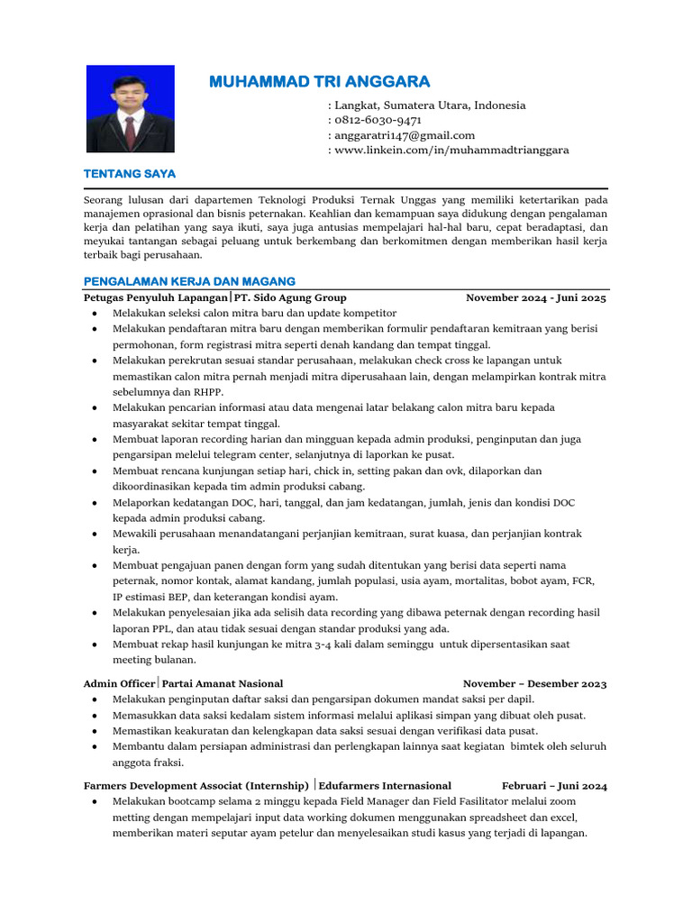 CV Muhammad Tri Anggara - 2025 | PDF