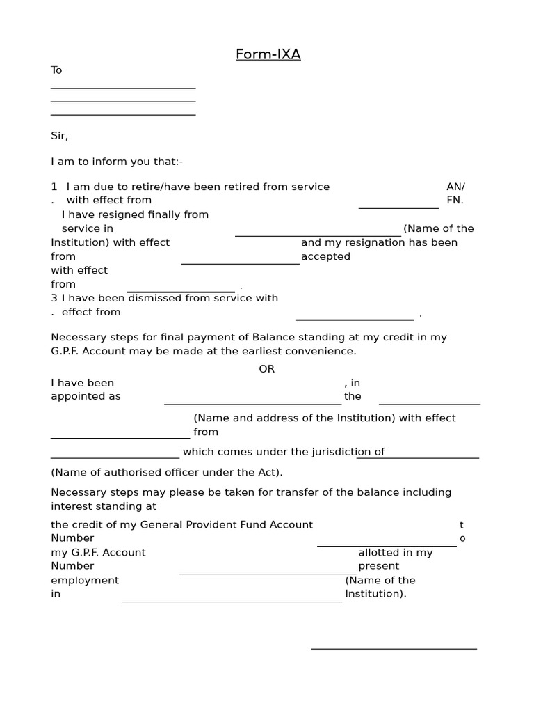 GPF Account Transfer and Retirement Notice | PDF