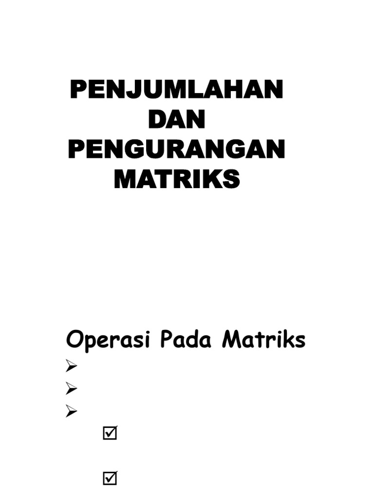 Penjumlahan Pengurangan Matriks-1 | PDF