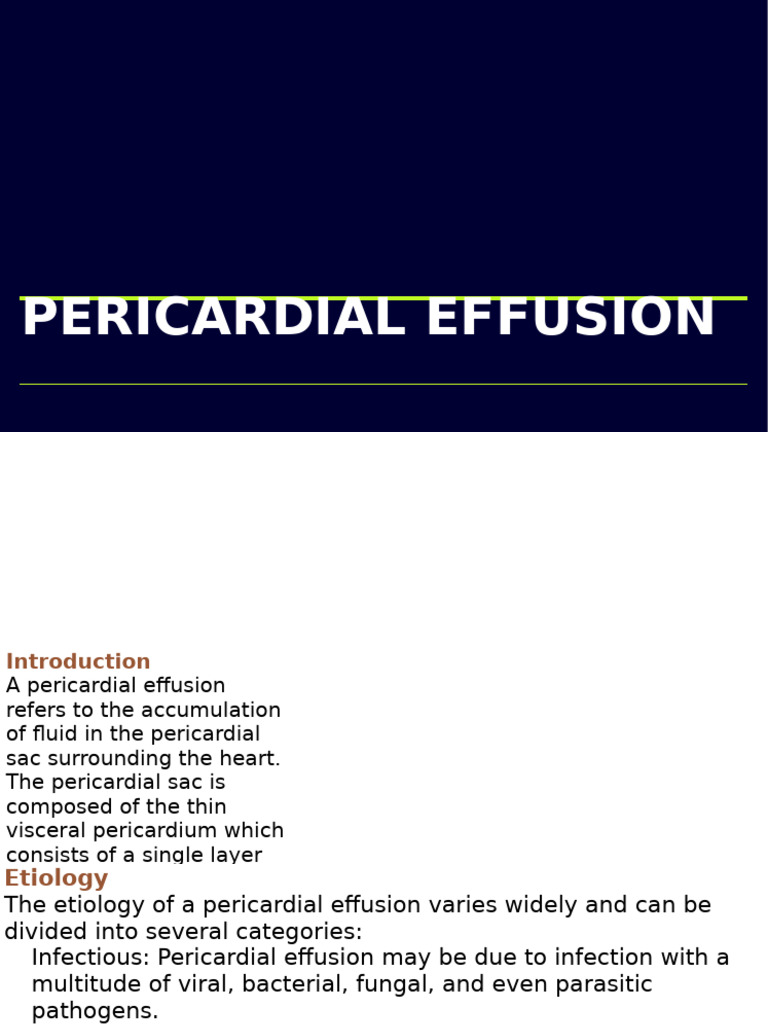 Understanding Pericardial Effusion | PDF | Heart | Circulatory System
