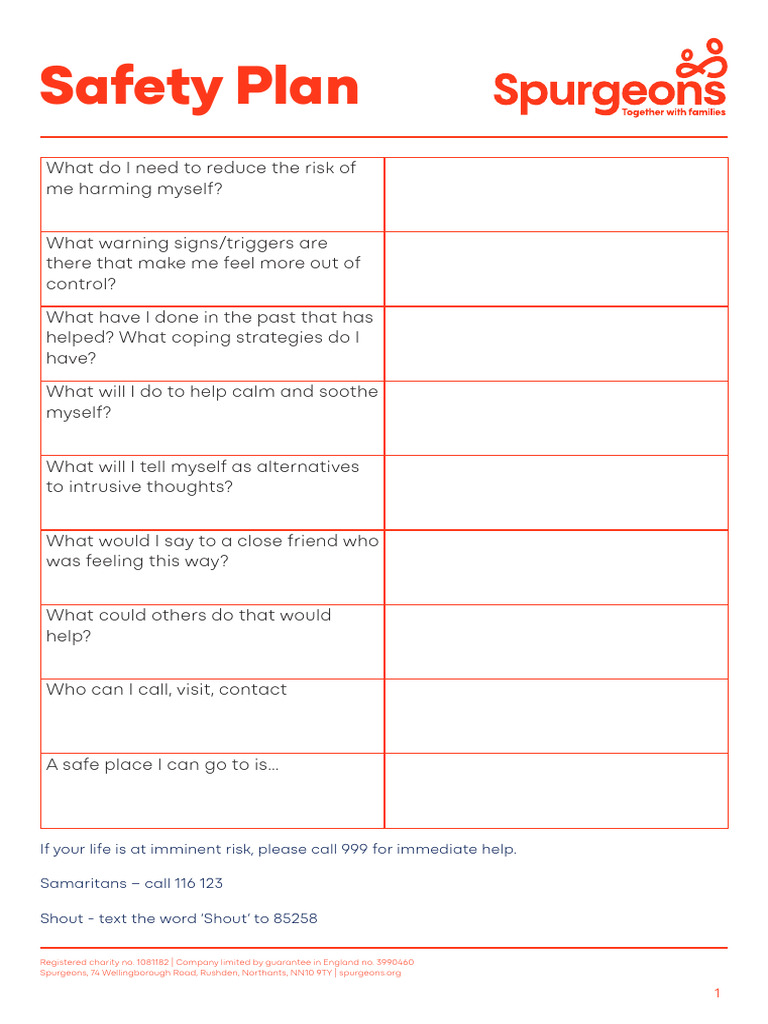 Mental Health Safety Plan Template | PDF