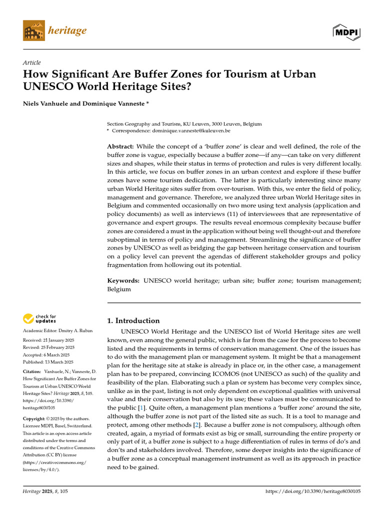 Buffer Zones and Urban Tourism in Belgium | PDF | Tourism | Belgium