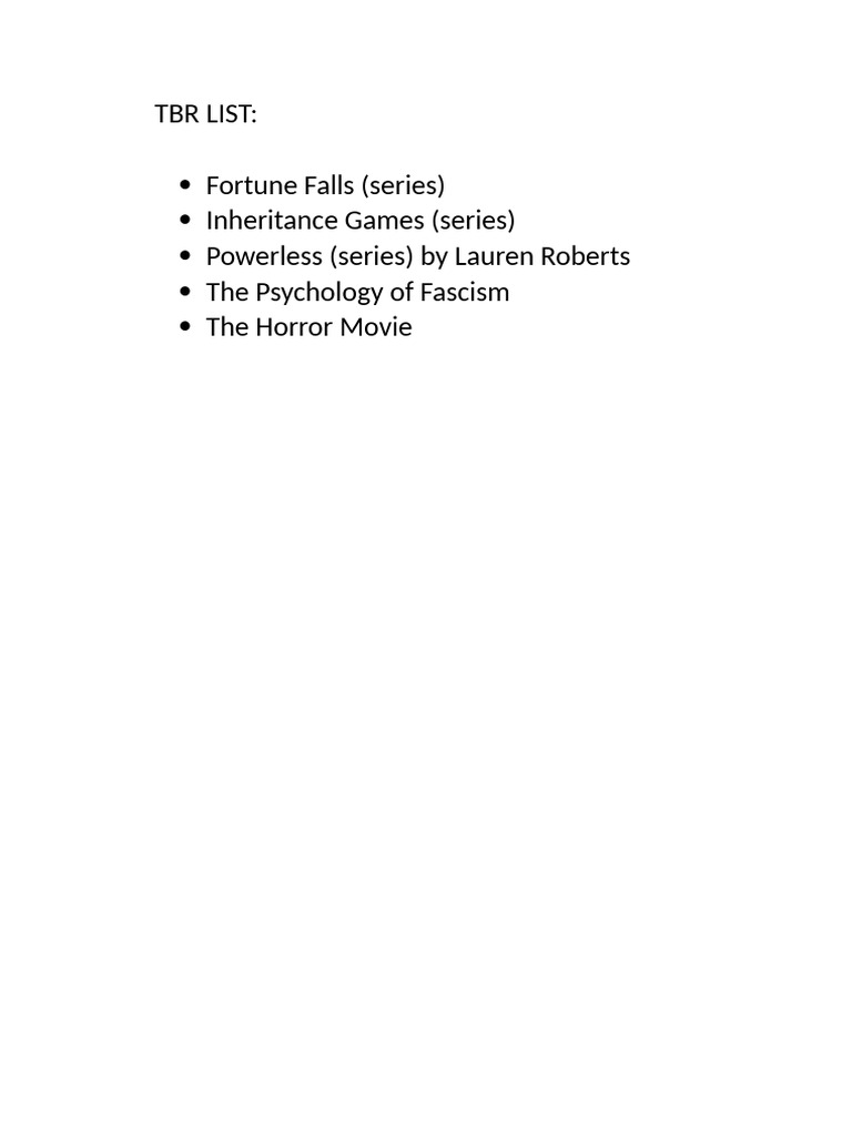 TBR List | PDF