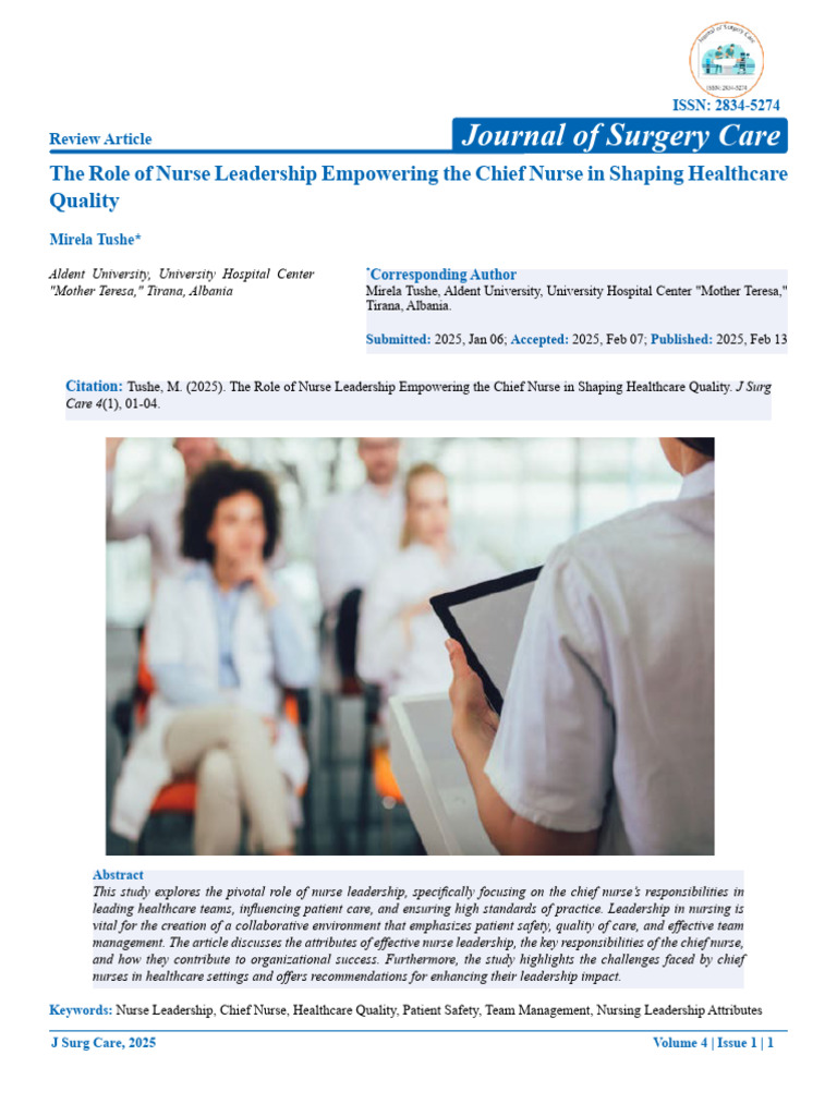The Role of Nurse Leadership Empowering The Chief Nurse in Shaping ...