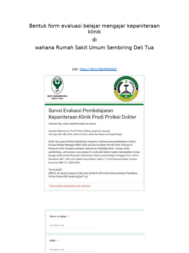 Bentuk Form Evaluasi Belajar Mengajar Kepaniteraan Klinik | PDF