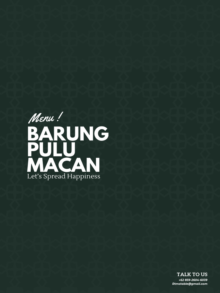 Menu Lengkap Barung Pulumacan | PDF