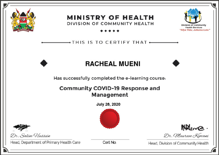 Covid 19 - Community Health Assistants Training | PDF