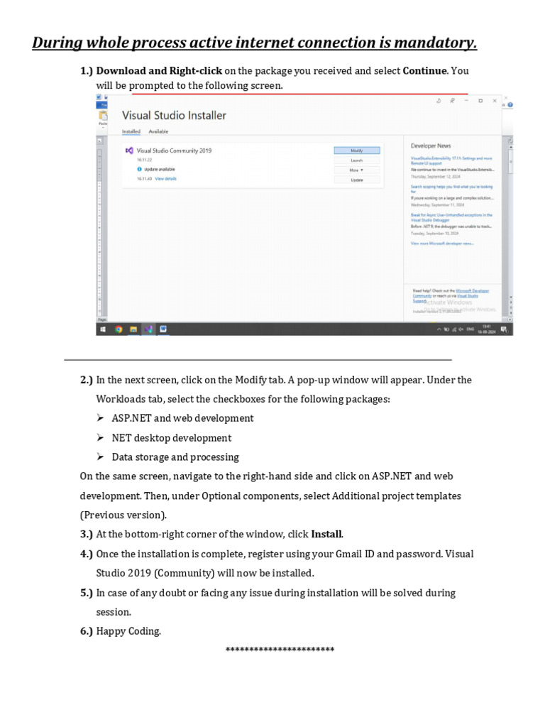 Visual Studio 2019 Installation Guide | PDF