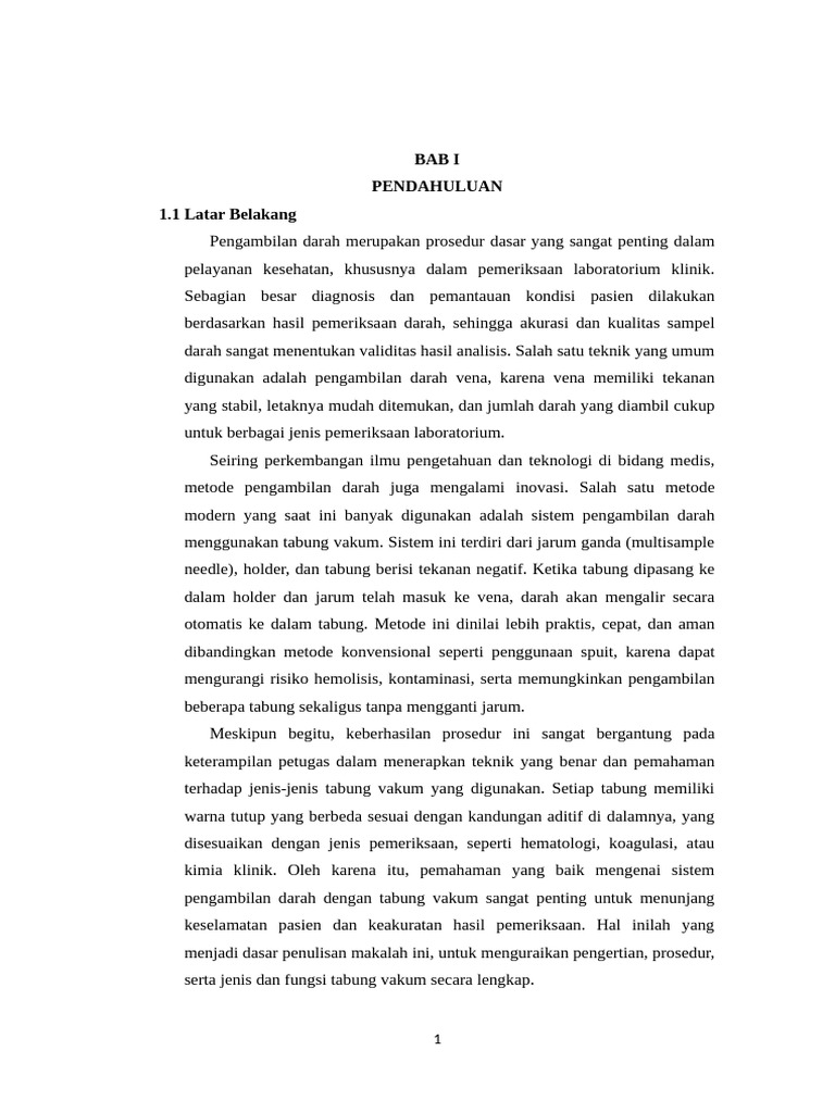 Prosedur dan Jenis Tabung Vakum Darah | PDF
