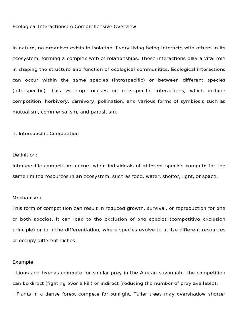 Understanding Ecological Interactions | PDF | Herbivore | Symbiosis