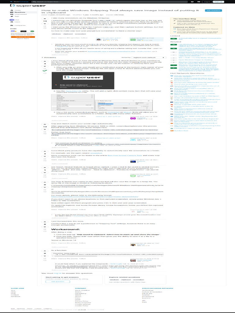 How To Make Windows Snipping Tool Always Save Image Instead of Putting It in Clipboard Super ...