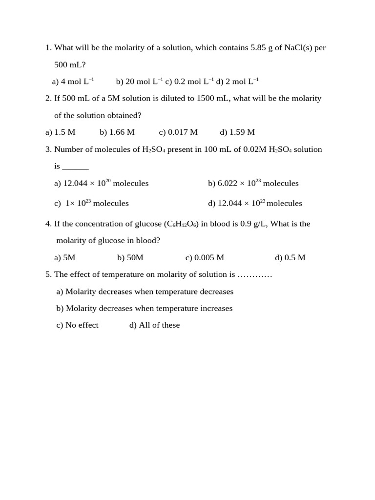 Molarity | PDF