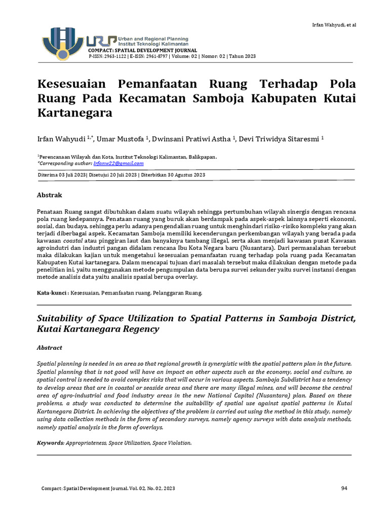 Kesesuaian Pemanfaatan Ruang Samboja | PDF