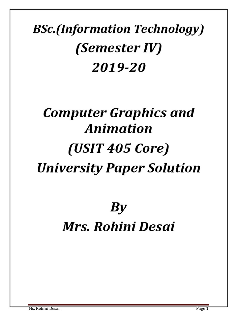 CGA PAPER Solution - October 2019-20 | PDF | Data Compression | Computer Graphics
