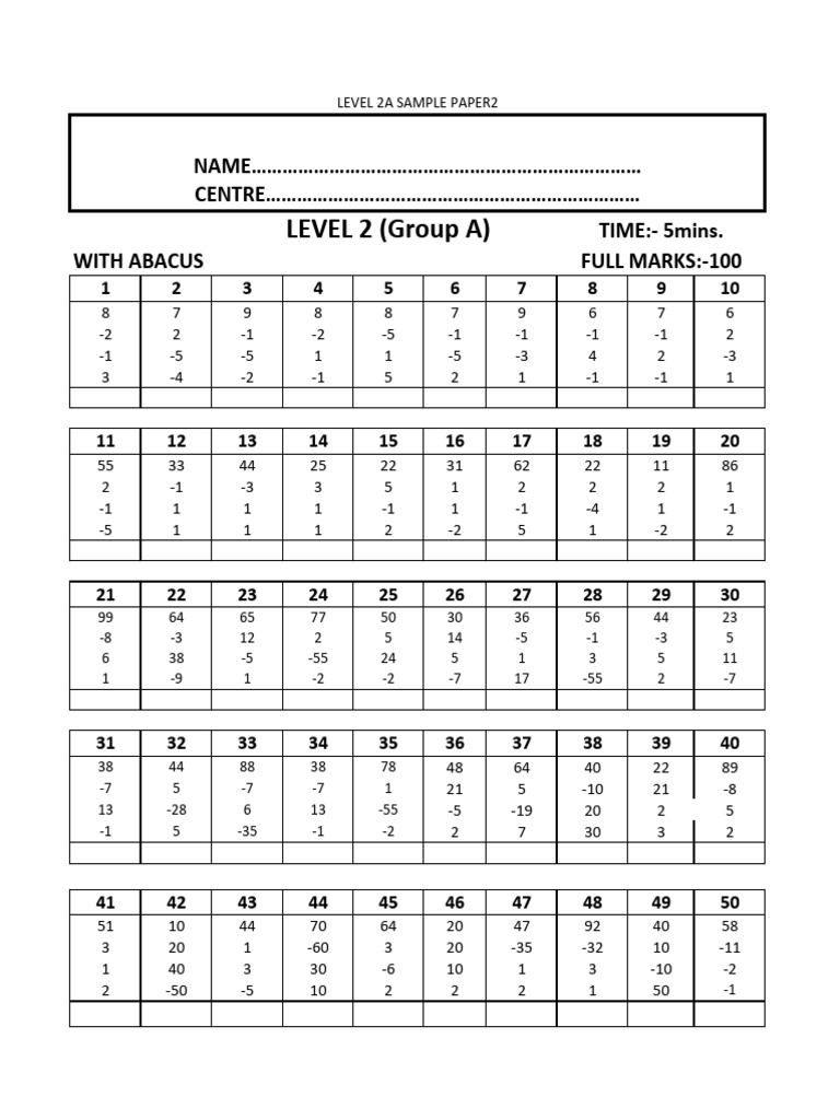 Abacus Level2 Sample Paper 2 | PDF
