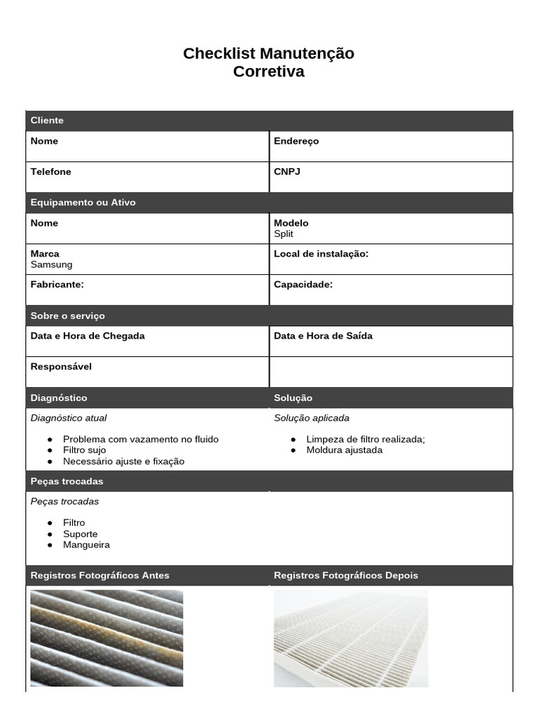 12 - Checklist Manutenção Corretiva | PDF
