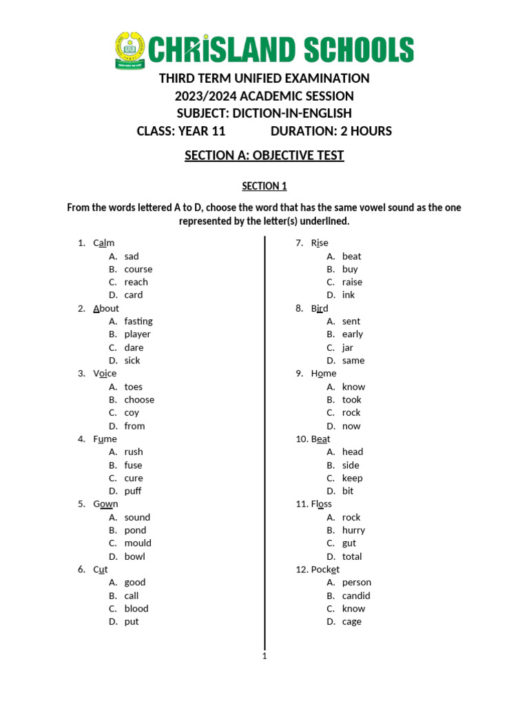 Year 11 English Diction Exam 2023 | PDF | Linguistics | Language Families