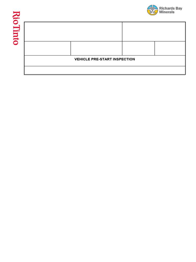 TMM Pre-Start Inspection Procedure | PDF
