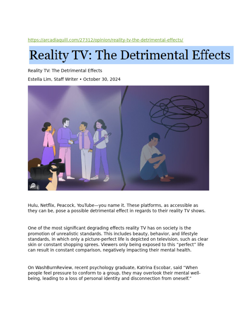 Negative Effects of Reality TV Shows | PDF | Reality Television | Behavior