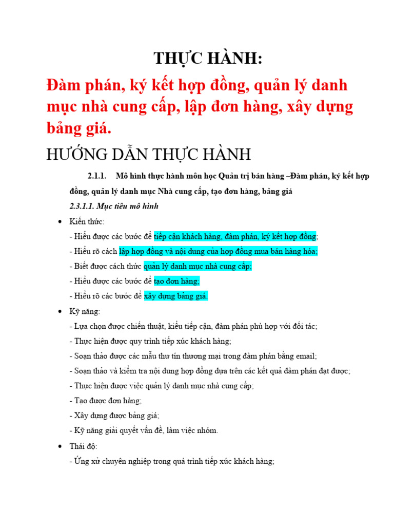 Thuc Hanh QTBH (Buoi 1) | PDF