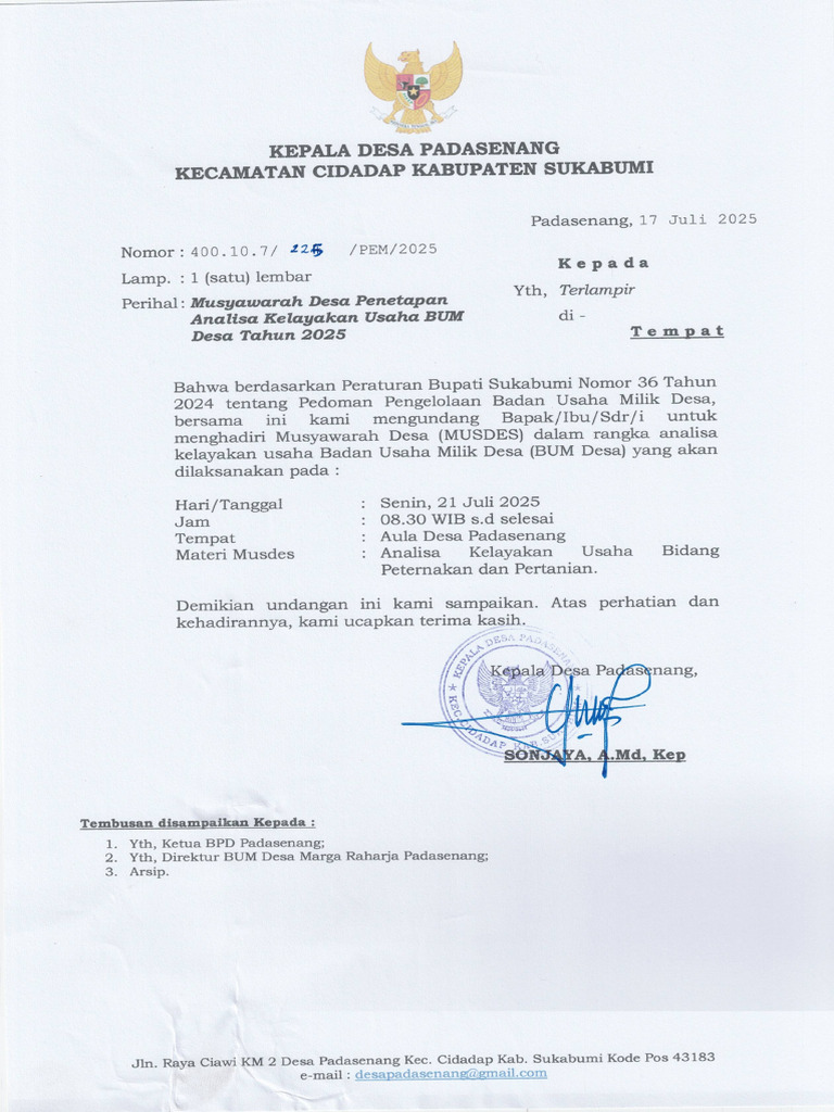 Undangan Musdes Bumdes | PDF