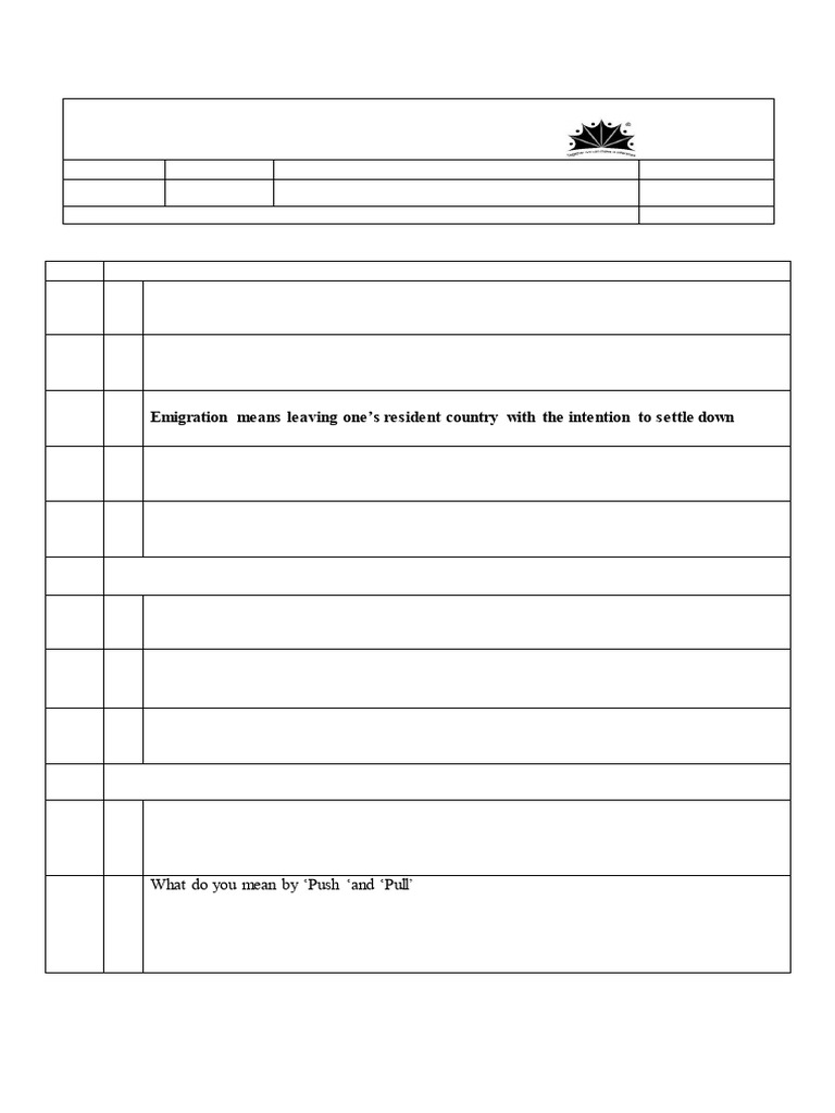 CH 3 Migration Worksheet - Answer Key | PDF | Human Migration | Human ...