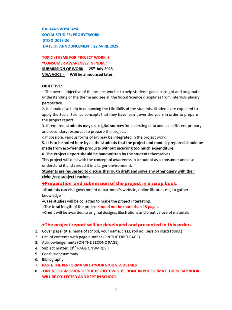 10 Ss Cbse Project 2025-26 | PDF
