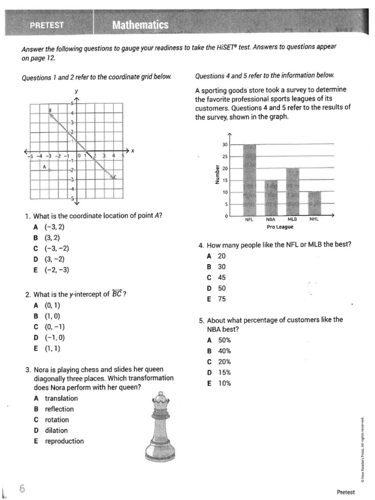 1 Mathematics For The HiSET PreTest | PDF
