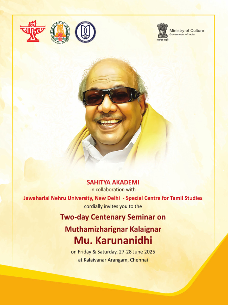 Karunanidhi Centenary Seminar - Invitation Final | PDF