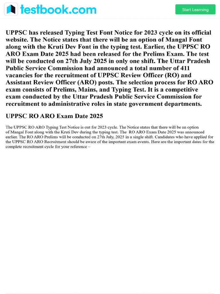 UPPSC RO ARO Recruitment 2024exam Info | PDF