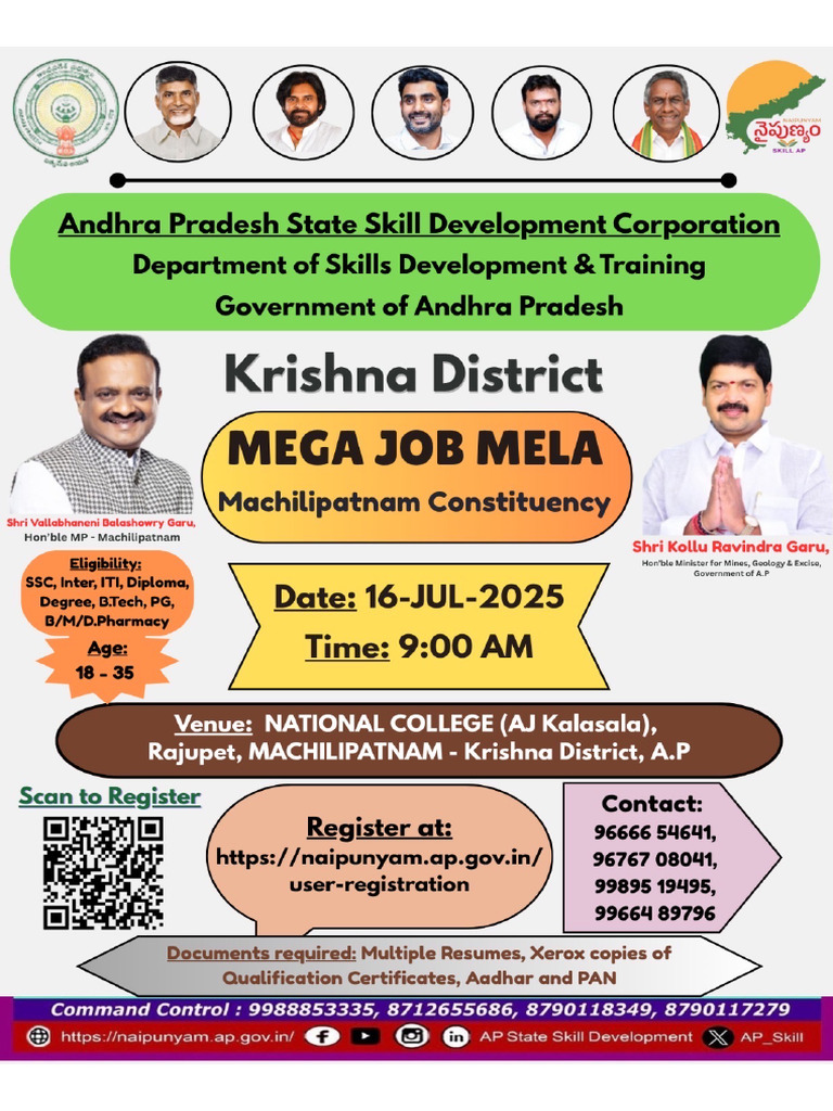 Mega Job Mela Machilipatnam - 16.07.2025 | PDF