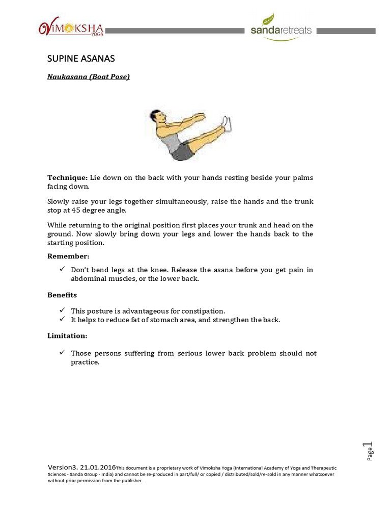 Naukasana Supine Asanas | PDF