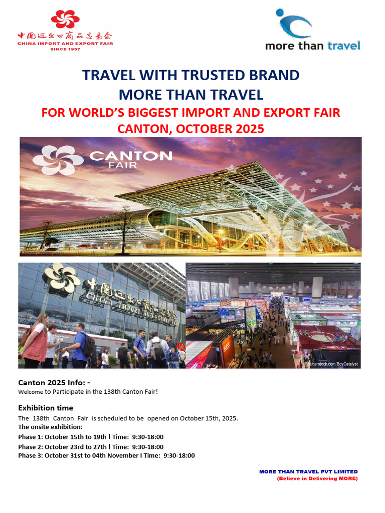 Canton Fair 2025 October Schedule | PDF | Hotel | Travel Visa