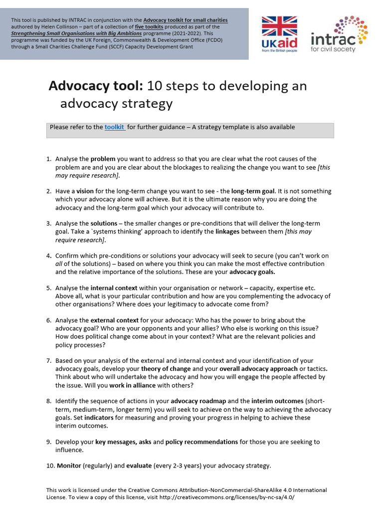 10 Steps for Effective Advocacy Strategy | PDF