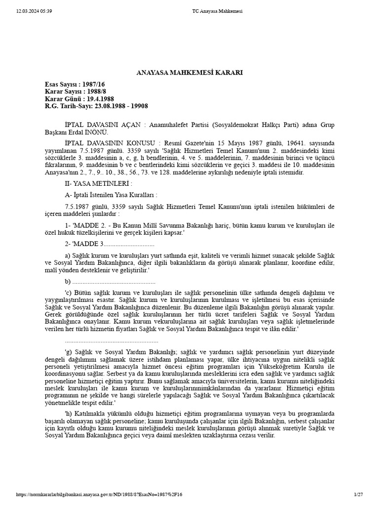 Aym Karar 1987 | PDF