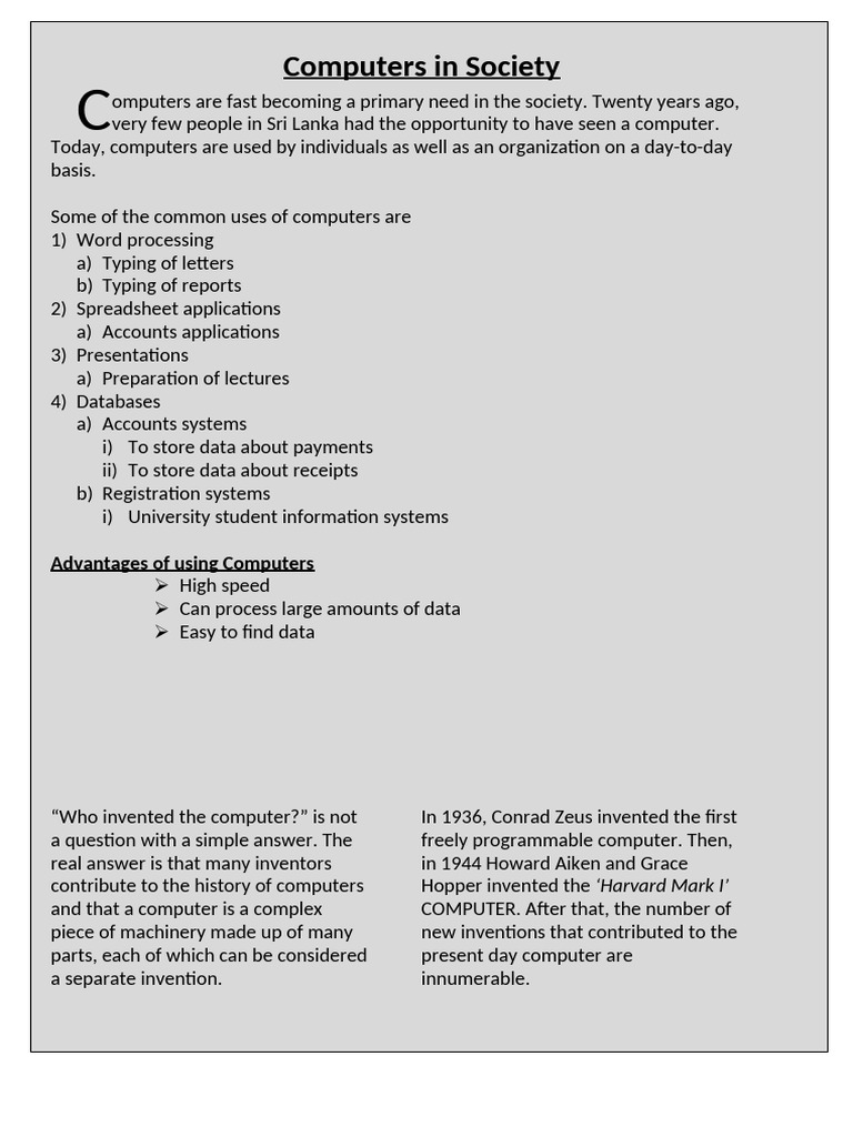 Computers In Society Pdf