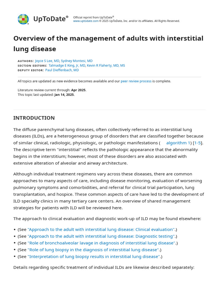 Management of Interstitial Lung Disease | PDF | Pneumonia | Diseases ...