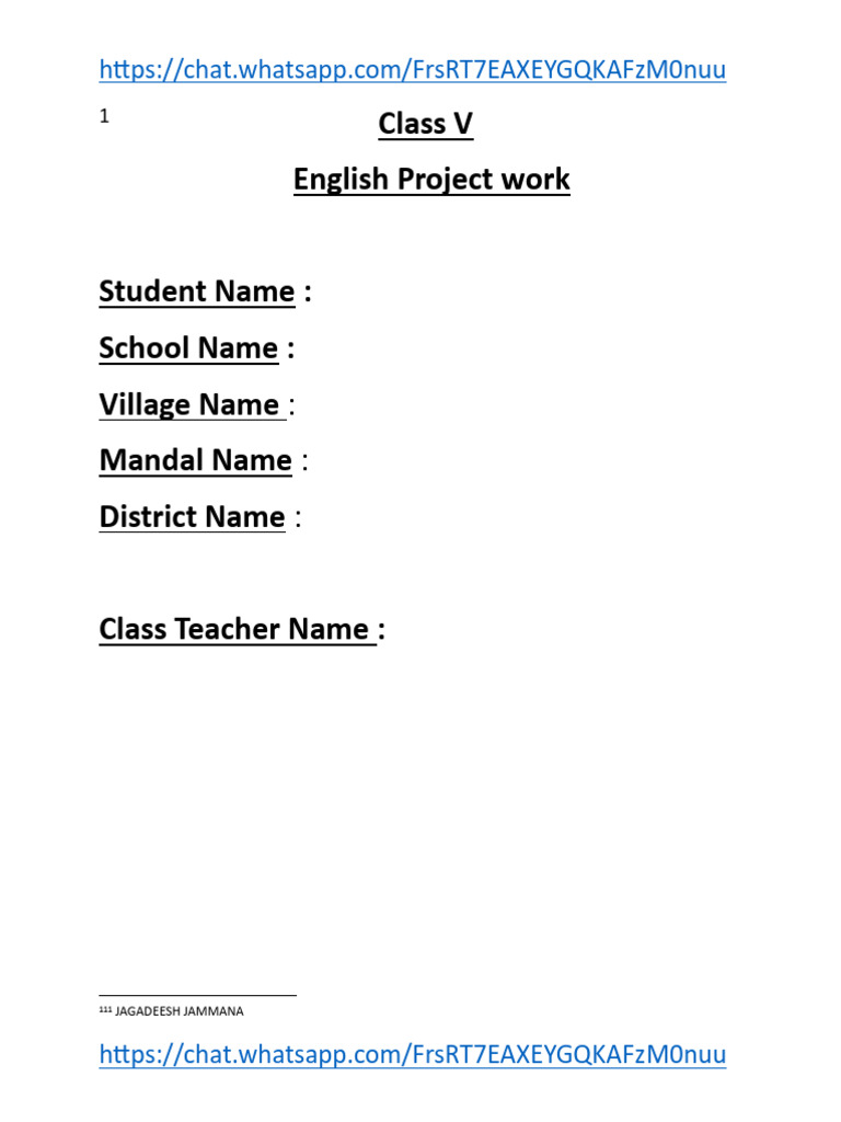 Class 5 English Project Work Guide | PDF | Linguistics