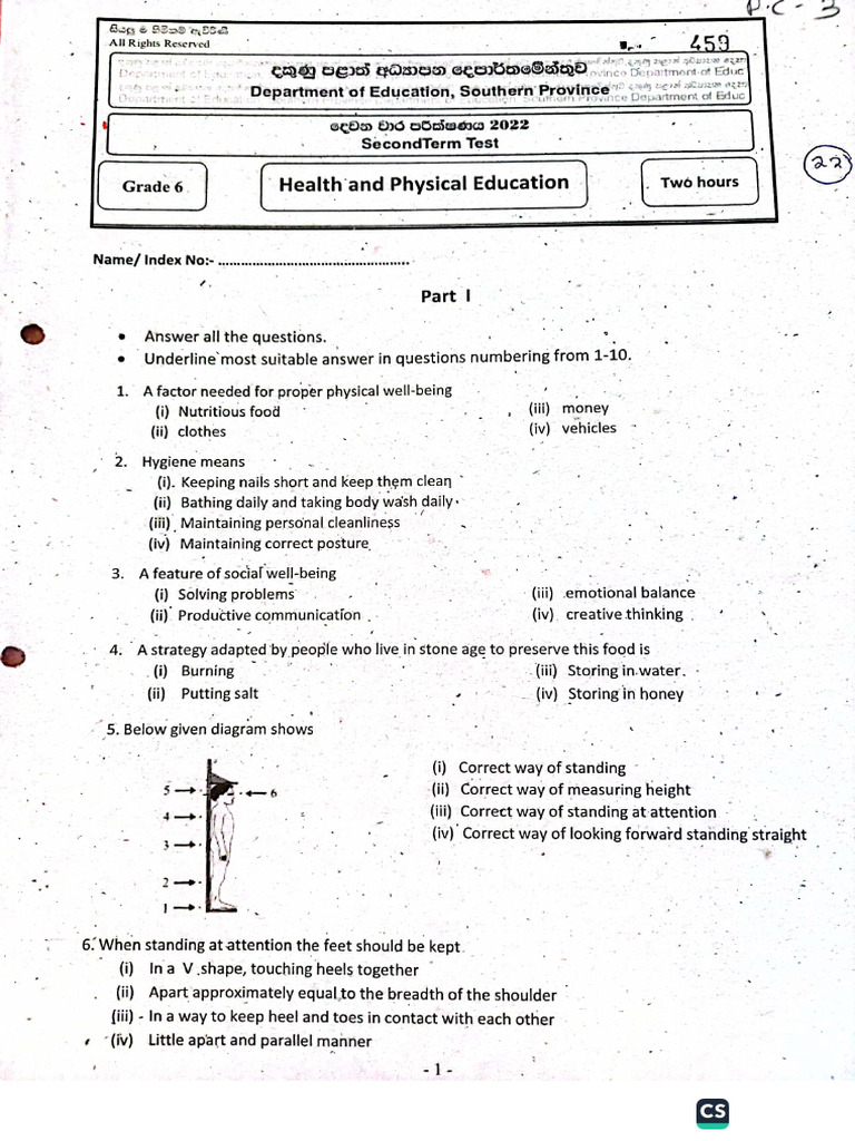 Grade 6 2022 2nd Term. Health. em | PDF