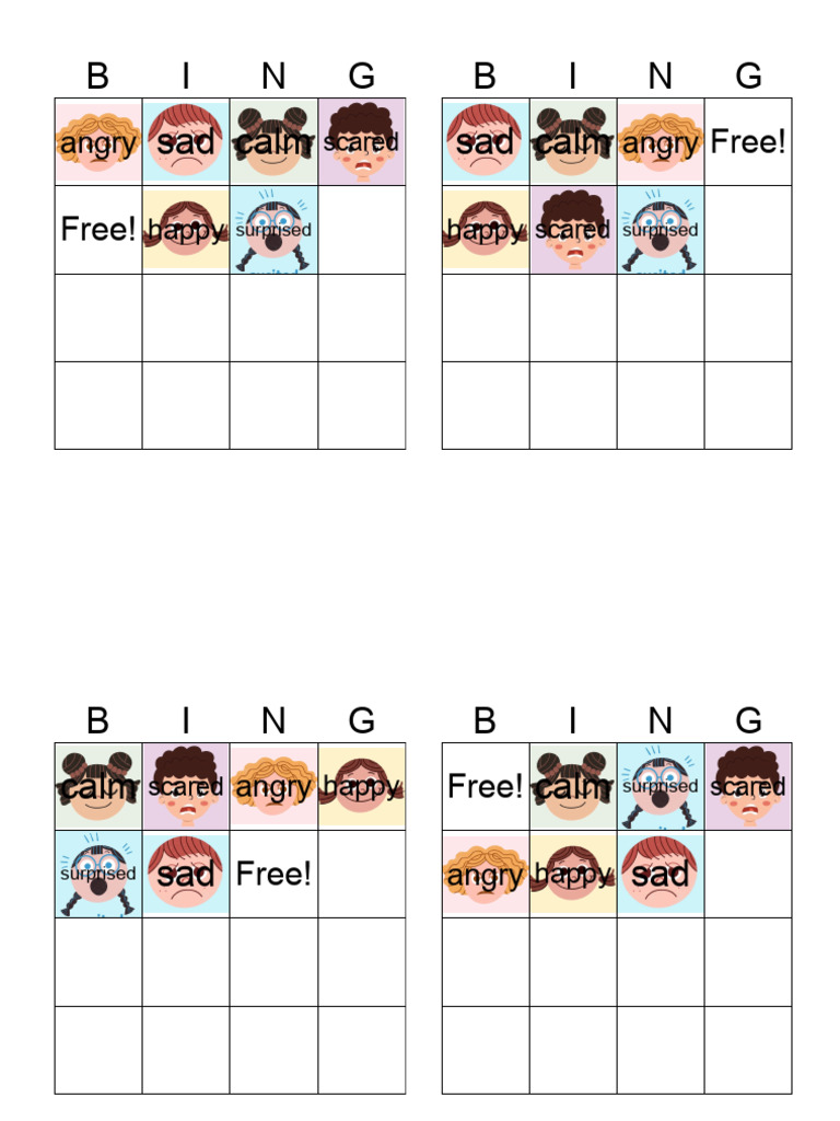 Emotion Bingo Call List | PDF