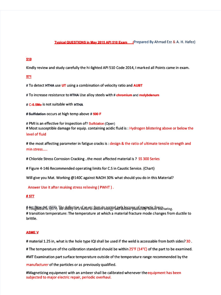 Ezz API 510 Exam May 2016 | PDF | Fracture | Welding