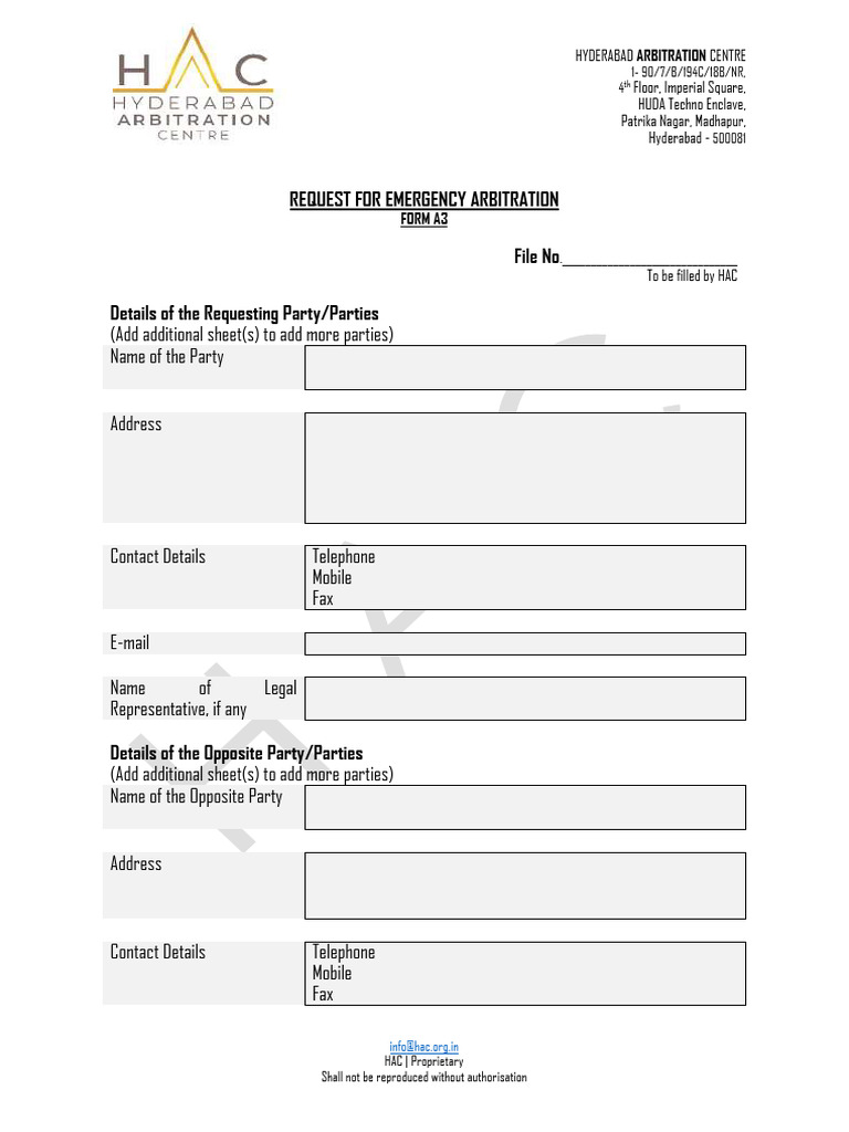 Emergency Arbitration Request Form | PDF | Arbitration | Judiciaries