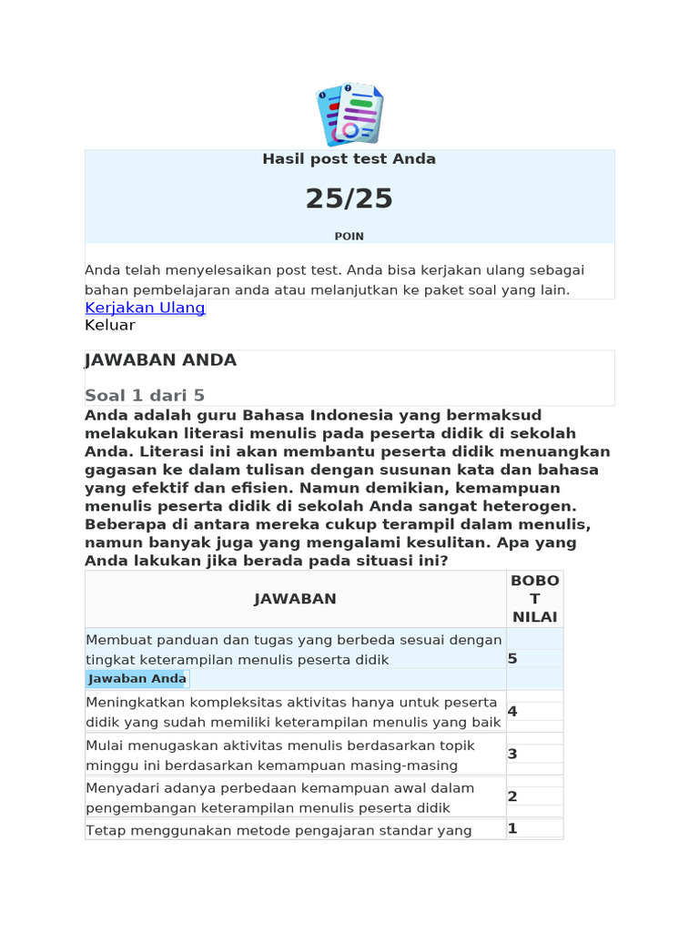 Soal Post Test 1 | PDF