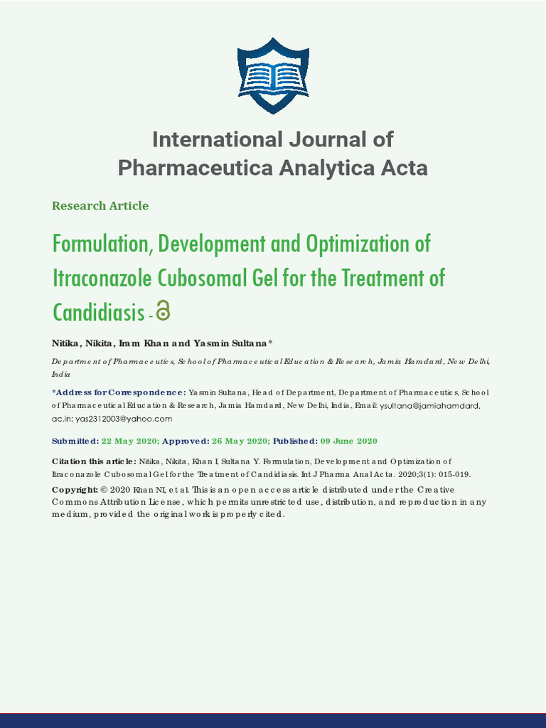 Itraconazole For Treatment of Candidiasis | PDF | Candida (Fungus ...